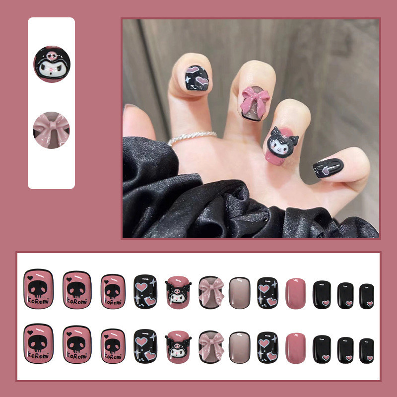 假指甲套裝 24 件淺紫色蝴蝶和紫心設計,高端大氣,帶果凍膠-Z172 | 蝦皮購物