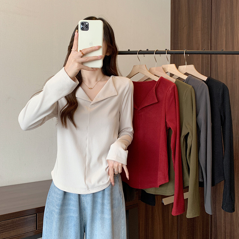 實拍韓版美装胖MM大碼女裝『50-95㎏可穿』L-4XL實拍鞦裝新款胖mm百搭修身加厚保暖小心機正肩长袖打底T恤上衣 | 蝦皮購物