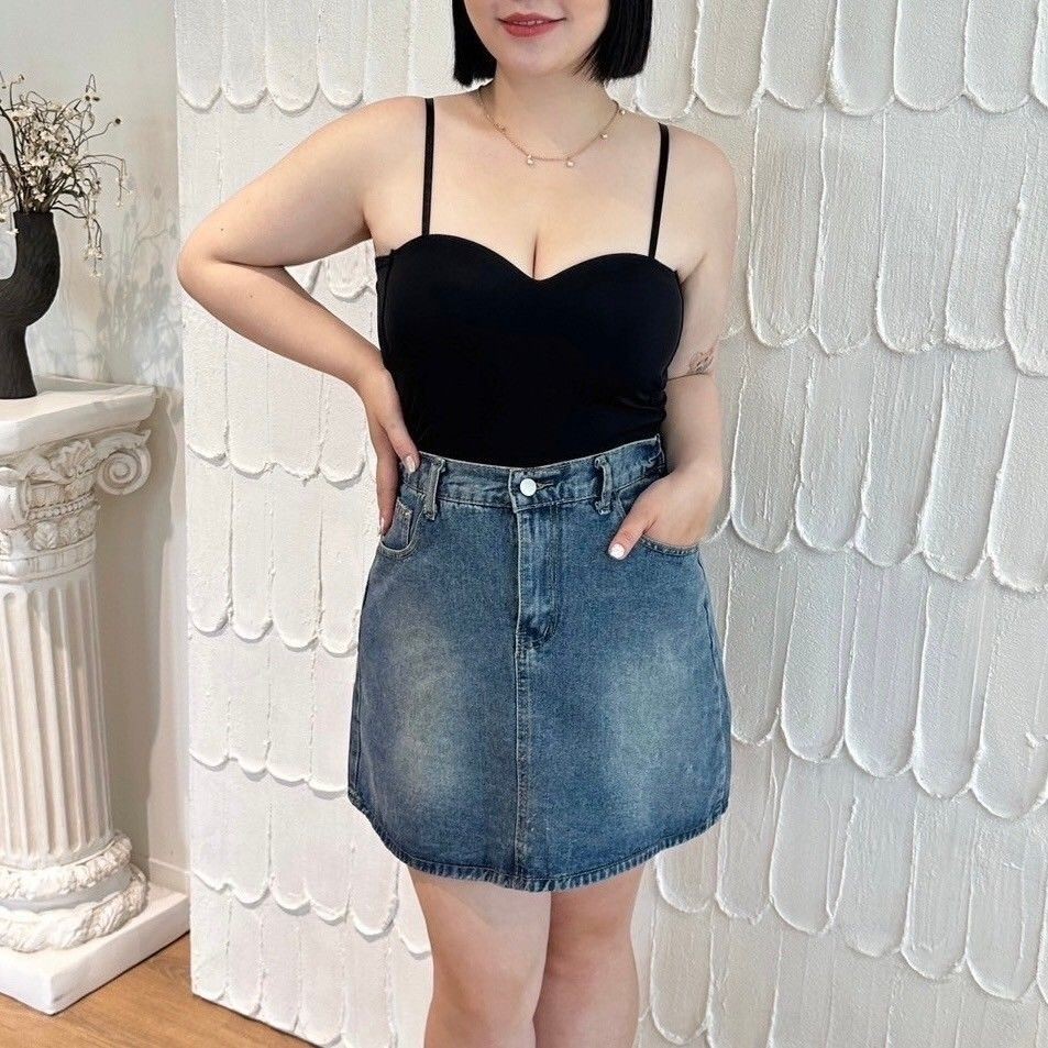 BB CHUBBY 2L~6L 大尺碼復古美式A字牛仔短裙 | 蝦皮購物