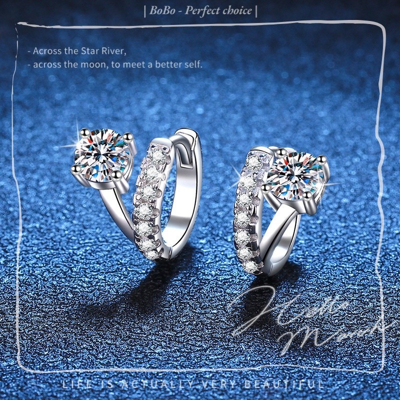 莫桑鑽 耳釘 [ 附GRA證書] s925純銀莫桑石耳環簡約法式不對稱耳扣D色莫桑石1克拉莫桑鑽耳釘 s925純銀 純 | 蝦皮購物