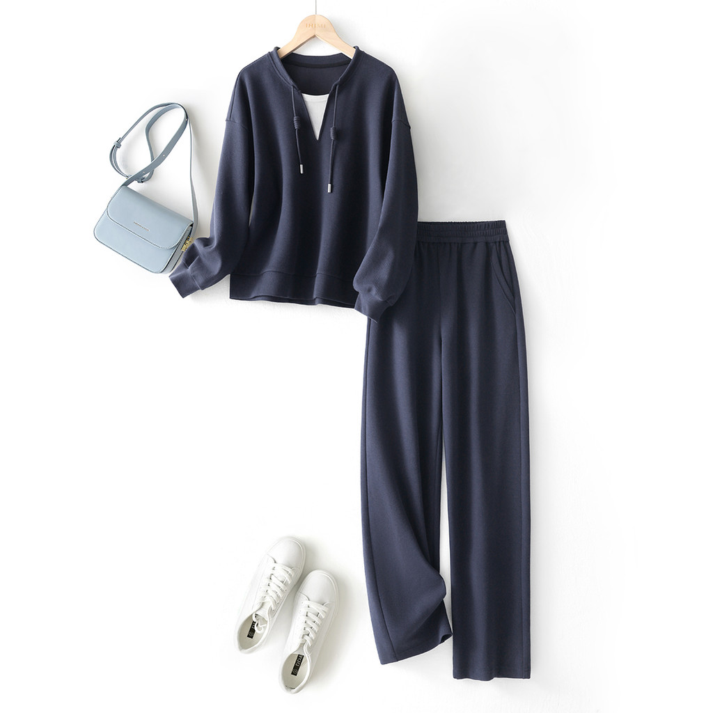 Miguo_M-3XL 休閒運動套裝 春秋爆款衛衣兩件套女 秋季穿搭一整套 兩件式套裝 | 蝦皮購物