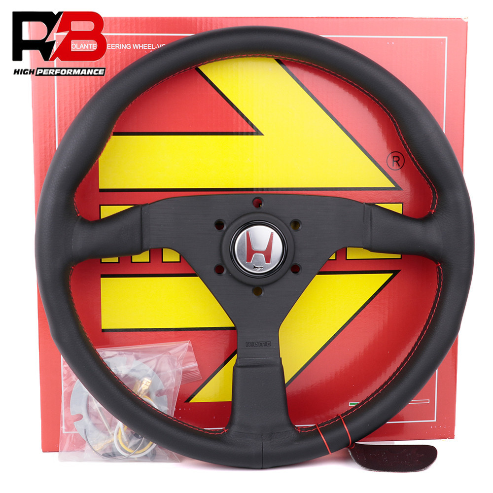 HONDA MOMO方向盤真皮賽車漂移運動方向盤通用14寸/350mm | 蝦皮購物