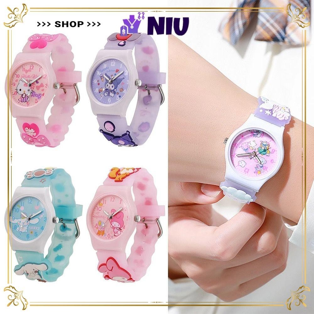 Niu 手錶,三麗鷗兒童石英手錶,兒童防水 Melody KT Kuromi Cinnamoroll 矽膠錶帶手錶 | 蝦皮購物