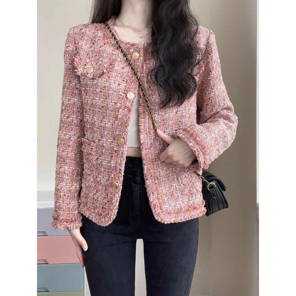 實拍韓版美装胖MM大碼女裝『40-100㎏可穿』L-4XL秋冬季新款高級感氣質輕熟風粗花呢上衣胖妹妹显瘦小香風短款外套 | 蝦皮購物