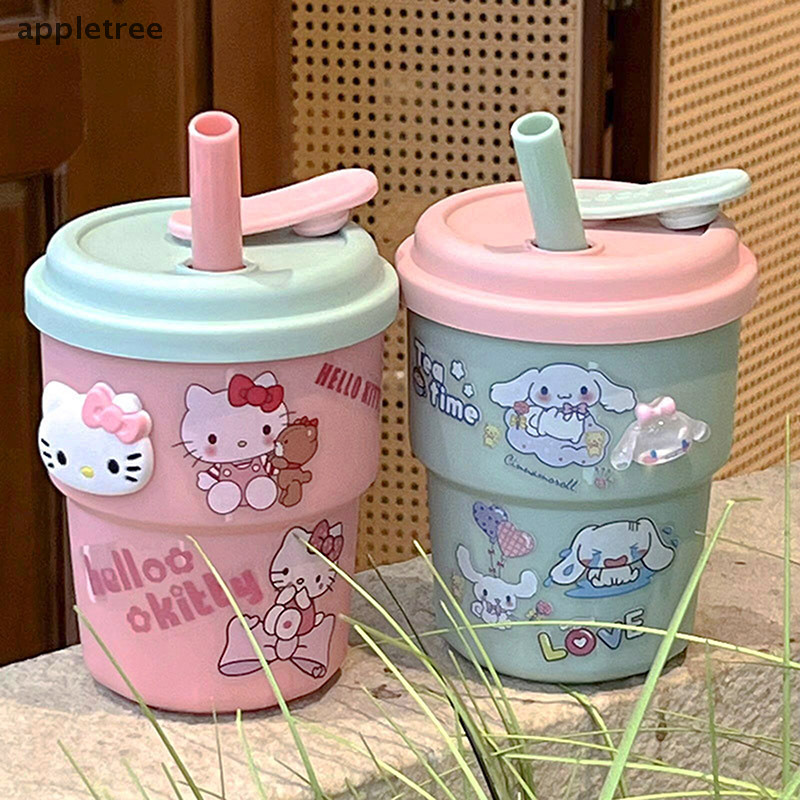 Appl 可愛 Hello Kitty 吸管杯 420ML 大容量塑料咖啡杯時尚卡通三麗鷗水瓶生日禮物送給朋友 TW | 蝦皮購物