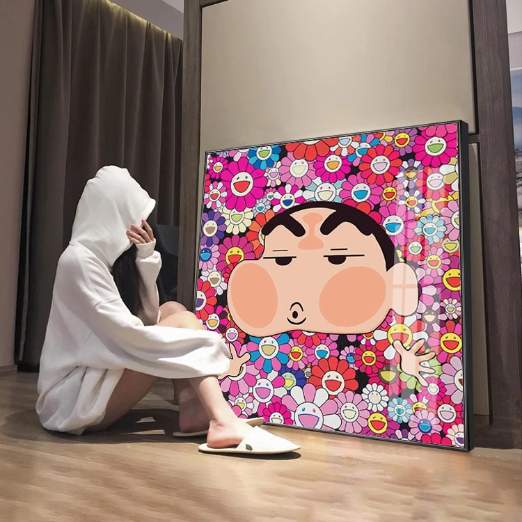 【棲舍】支持訂製 小眾藝術蠟筆小新卡通潮流藝術掛畫臥室個性藝術裝飾畫方 | 蝦皮購物