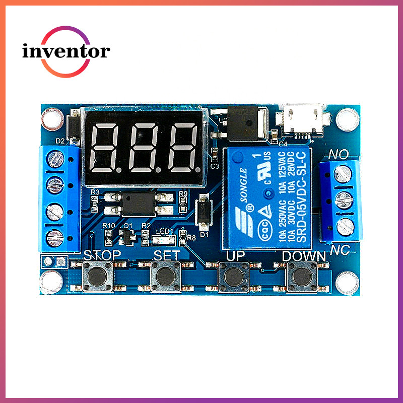 Dc 6-30V 支持 Micro USB 5V LED 顯示自動化循環延遲定時器控制關閉開關延遲時間繼電器 6V 9V | 蝦皮購物