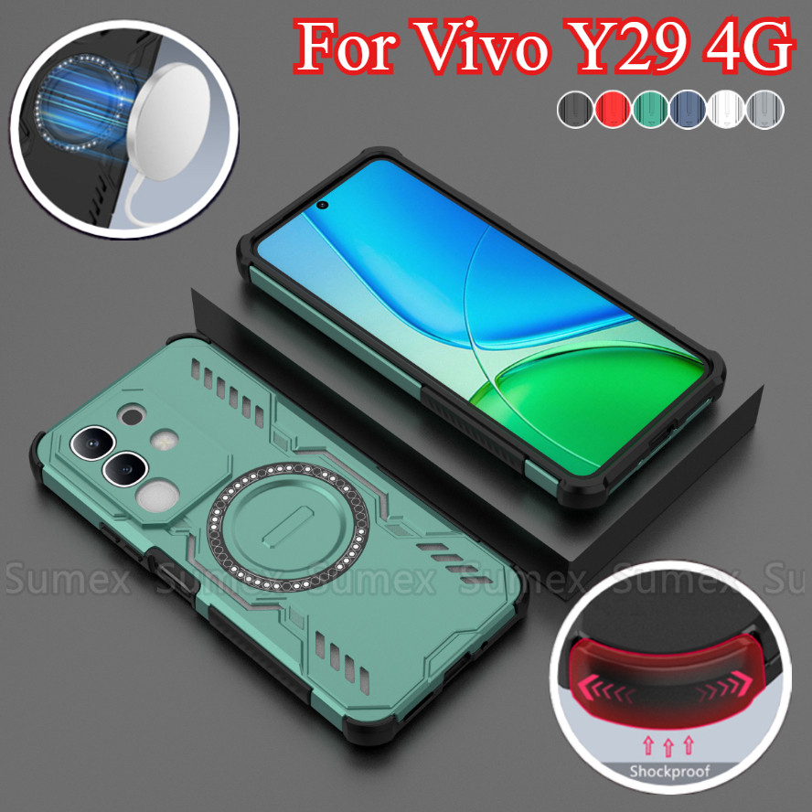 Vivo Y29 防震手機殼 4G V2434 2025 Armor 磁性充電環外殼散熱散熱後蓋 Vevo Y 29 2 | 蝦皮購物