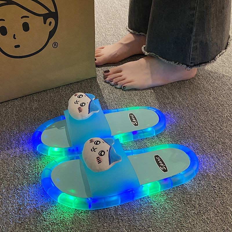 【Phell】吉伊卡哇網紅髮光鞋拖鞋男女款夏季外穿時髦閃光情侶閨蜜夜光拖鞋 新年 節日送禮 | 蝦皮購物