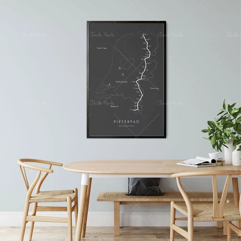 Pieterpad Map Pieterpad Trail 海報遠足荷蘭小徑地圖藝術重溫你的冒險 GTRE | 蝦皮購物