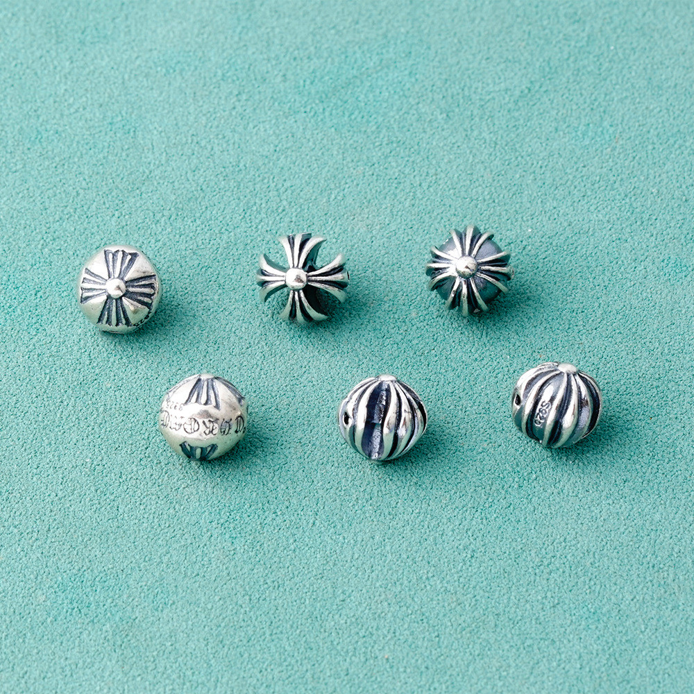 s925純銀複古十字架珠子配件個性創意diy散珠隔珠搭配手鏈配飾9mm | 蝦皮購物