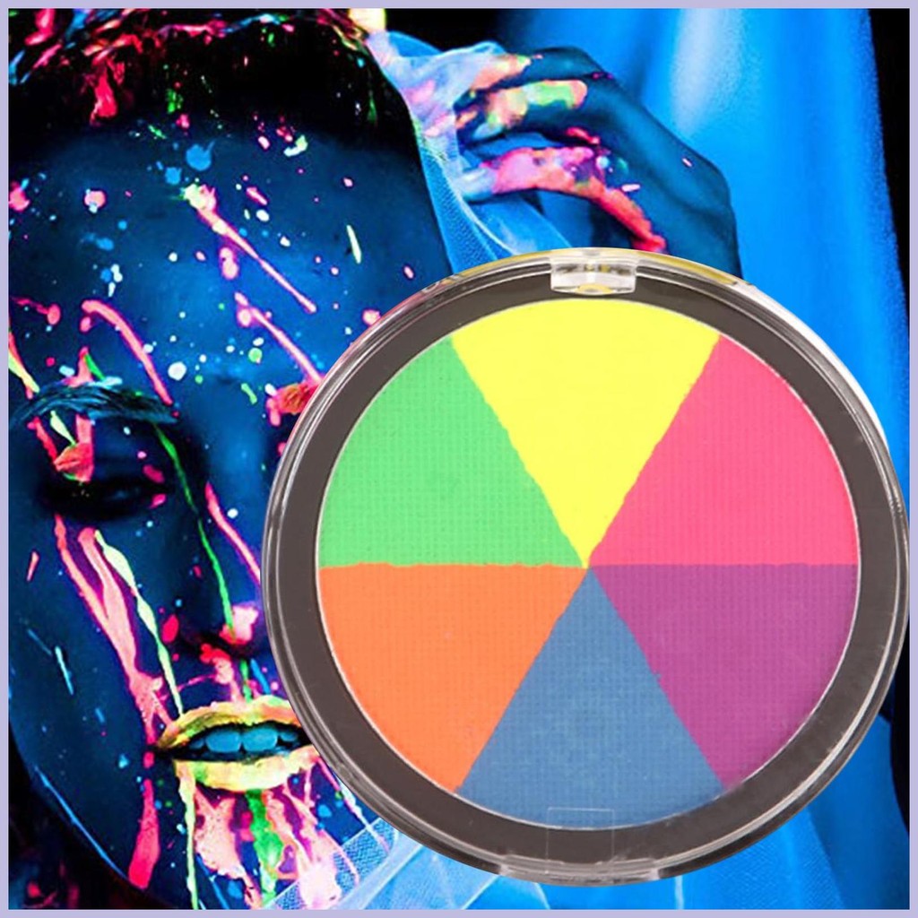 Face Rainbow Paint Palette 6 色兒童安全面漆調色板霓虹閃光藝術塗料防油配方 keritw | 蝦皮購物