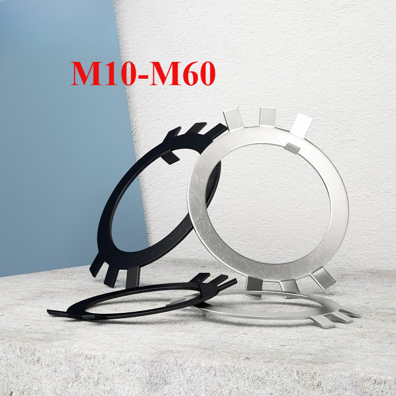 【FGH】GB858圓螺母止退墊圈 65Mn鋼止動墊片 鐵黑六爪王八鎖緊鎖片M10-M60 | 蝦皮購物