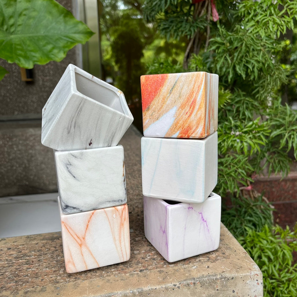 台灣現貨 CP033-XS 陶瓷 大理石紋小方盆 約6*6*6CM | 蝦皮購物