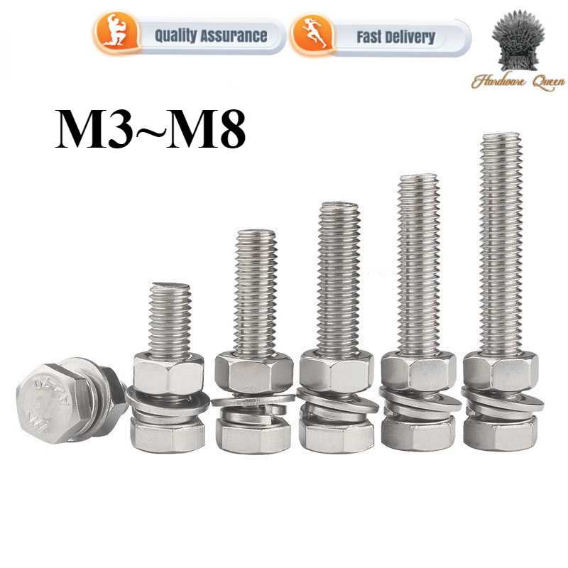 【1QG】304不鏽鋼外六角螺絲螺母套裝 M3M4M5M6M8 大全螺釘連接件組合螺栓 | 蝦皮購物