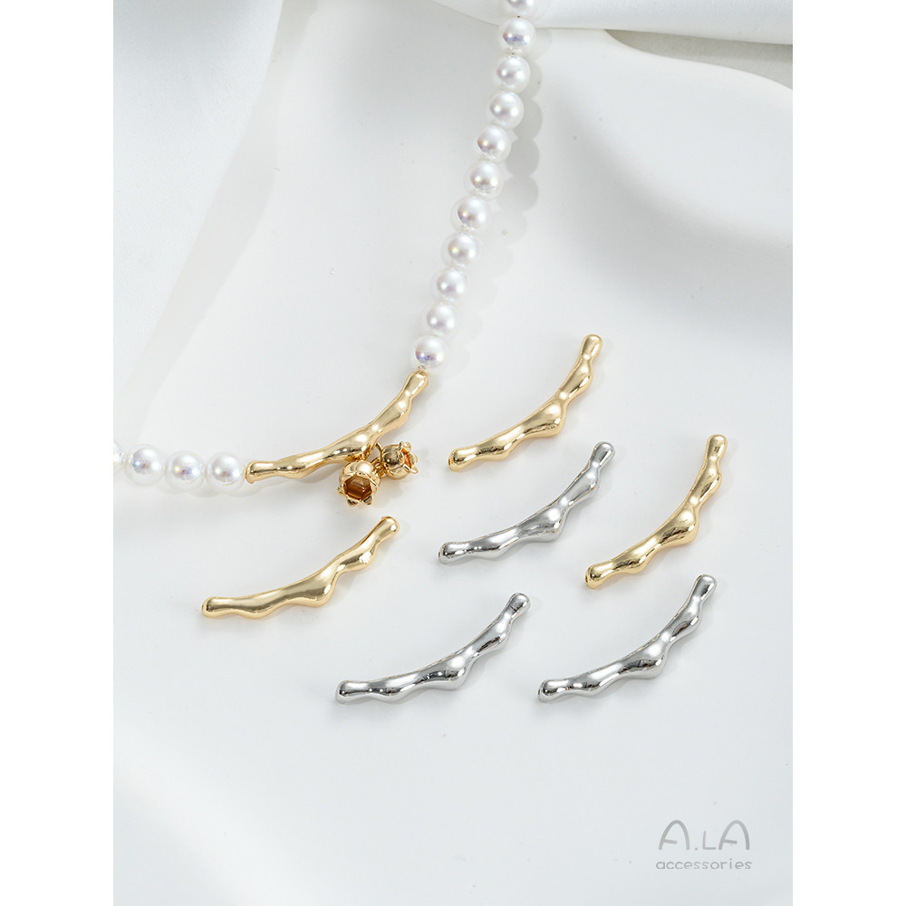 Ala- 強保色14K包金熔岩曲面彎管通孔diy手工串珍珠項鍊吊墜首飾品配件 | 蝦皮購物