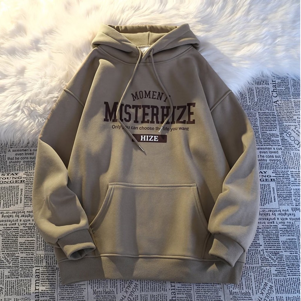 【加大碼 M-8xl 情侶帽衫】2025 新款男裝圓領美式潮流字母 MIS 印花卡其色帽衫韓版寬鬆長袖加大碼毛衣 | 蝦皮購物