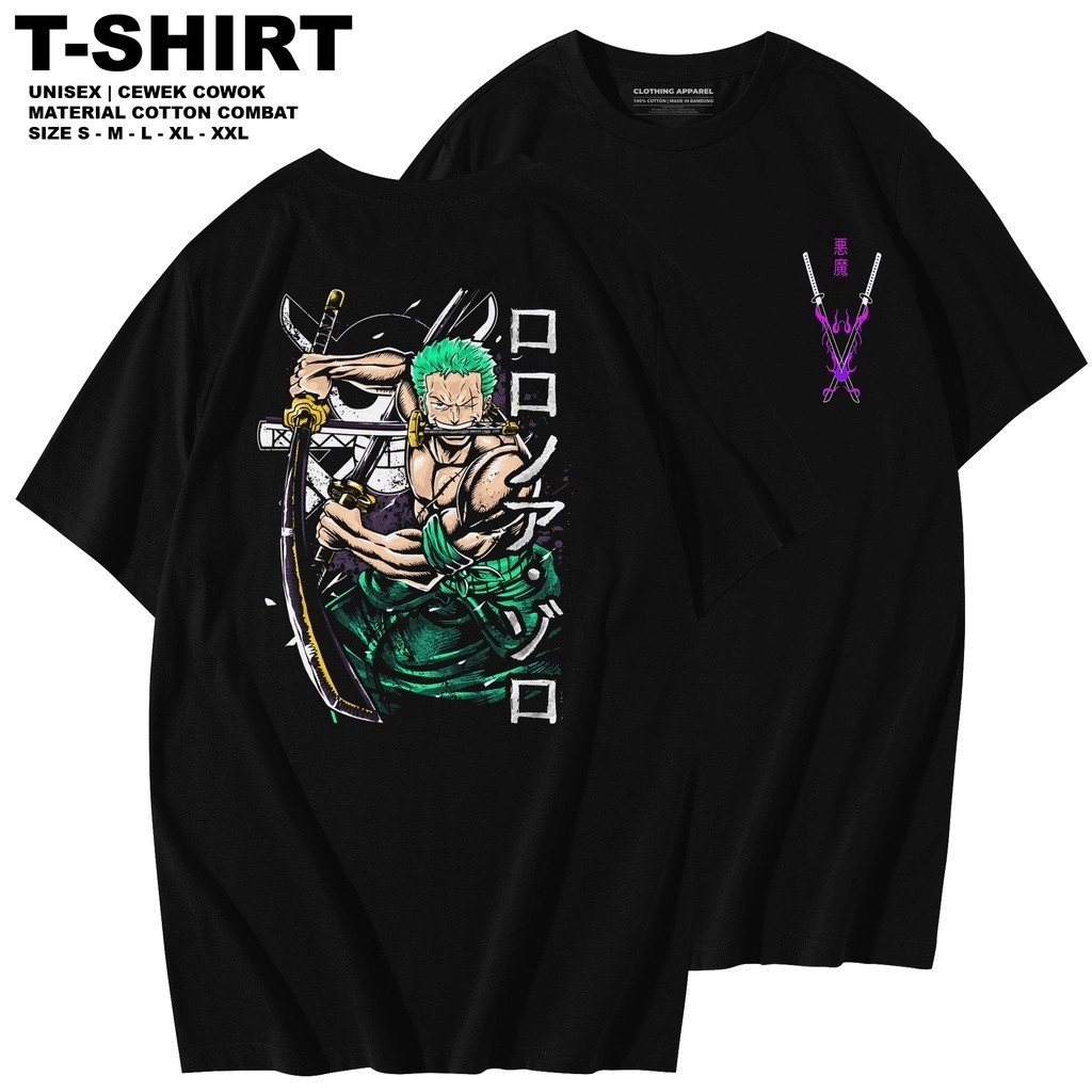 最新產品一件 WANPIS MANGA 日本動漫 T 恤正面背面圖案 ZORO ENMA 圖形 | 蝦皮購物