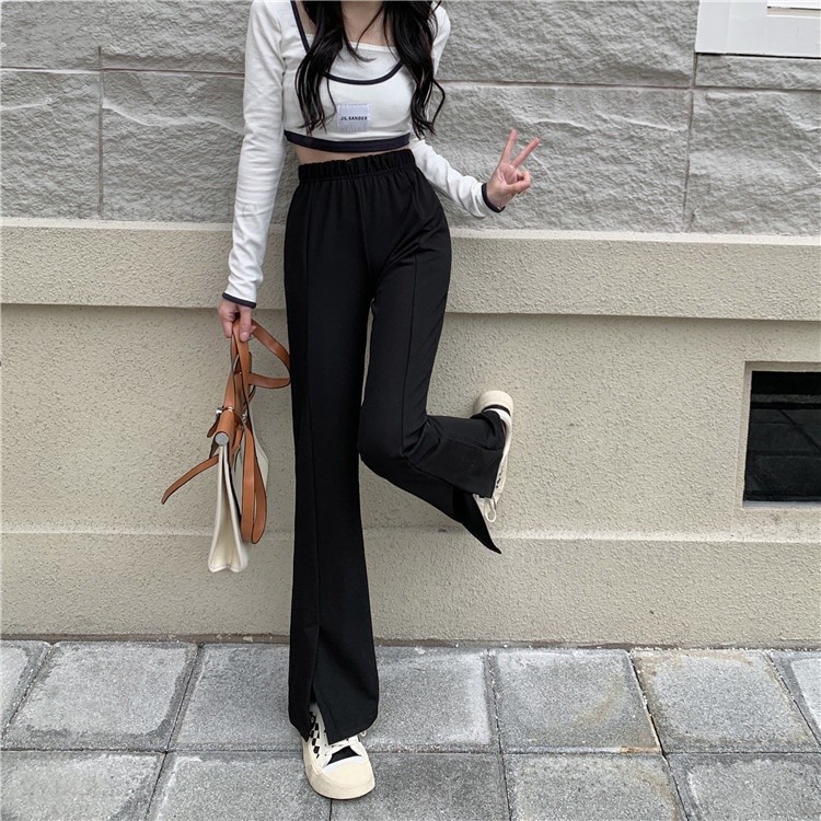 韓版長褲 開叉長褲 西裝開叉褲 闊腿褲 拖地褲 顯長腿 高腰長褲 垂感寬褲 寬鬆 直筒褲 休閒女生褲 長褲#hgfdj | 蝦皮購物