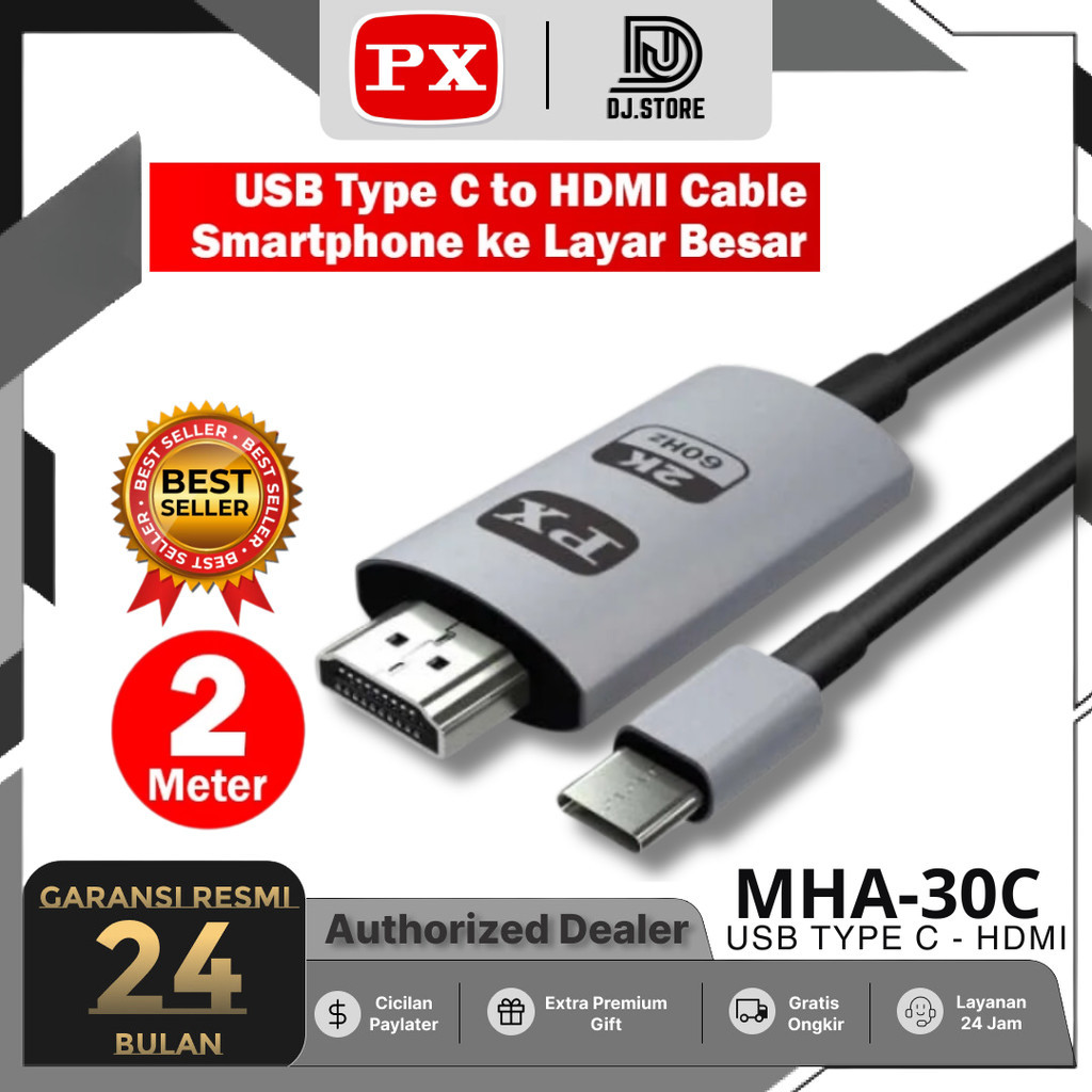 Mhl USB C 型轉 HDMI 電視投影儀轉換器 2M PX MHA-30C 電纜官方保修 24 個月 | 蝦皮購物