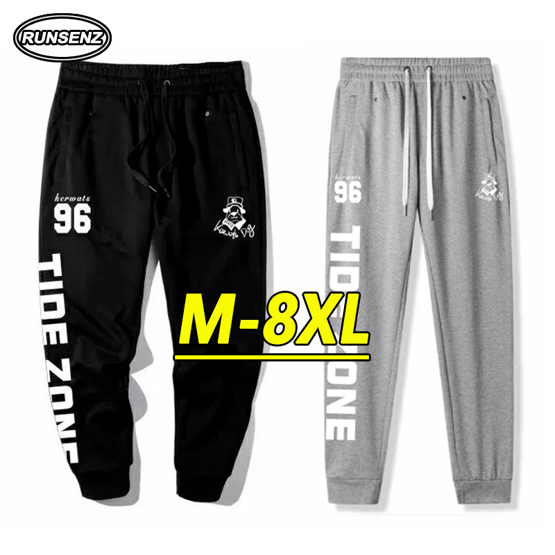M-8XL 韓版潮流大尺碼運動褲男 束口褲 休閒褲 寬鬆慢跑褲 鬆緊腰抽繩綁帶 男生長褲加大尺碼 | 蝦皮購物