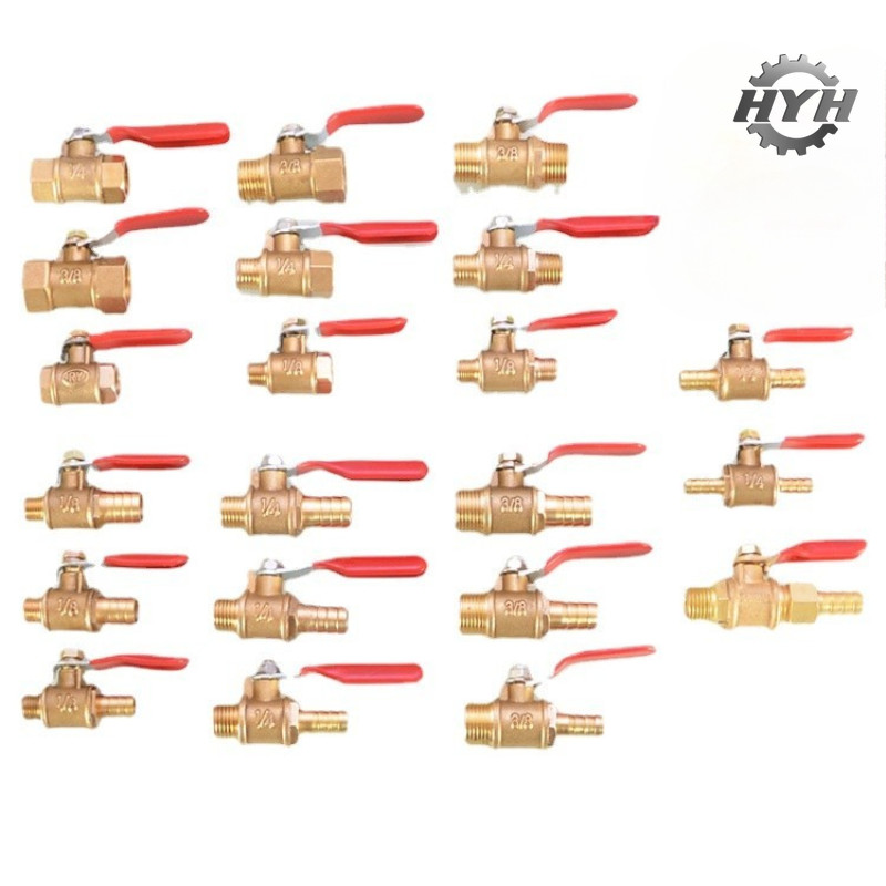 【HYH】紅柄小球閥 全銅加厚寶塔插管DN6/8/10/15內絲外牙開關直通閥門 | 蝦皮購物