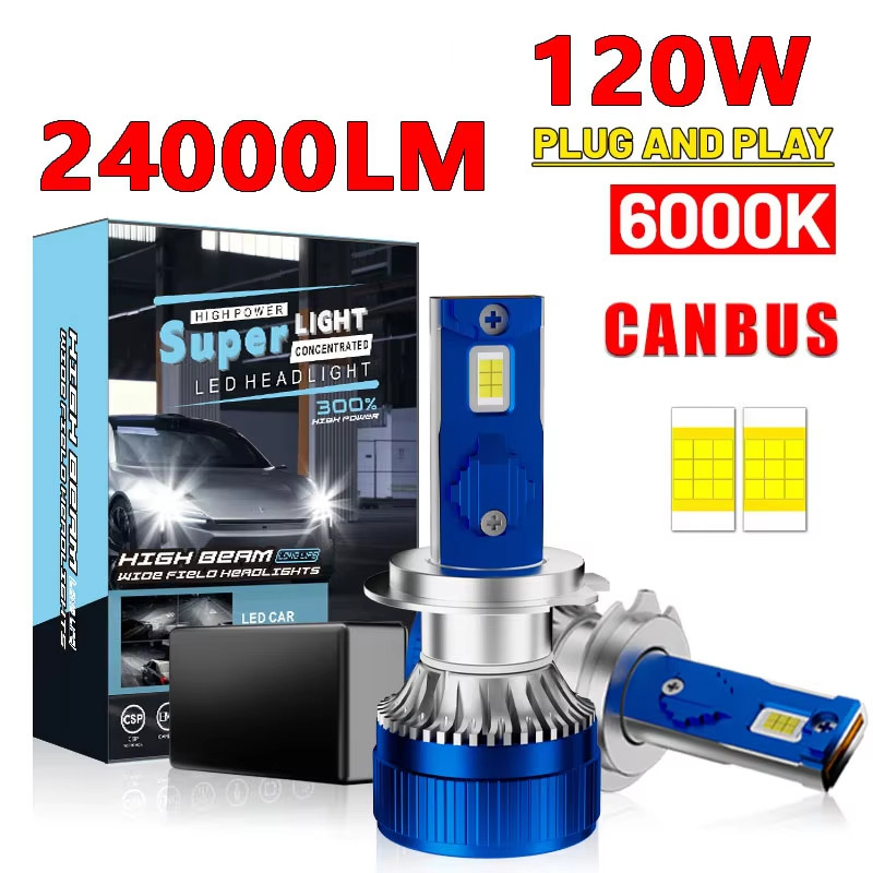 H4 LED大燈K5C H7 Canbus H3 H11 H8 000LM 120W 3570 CSP H1 HB3 9 | 蝦皮購物