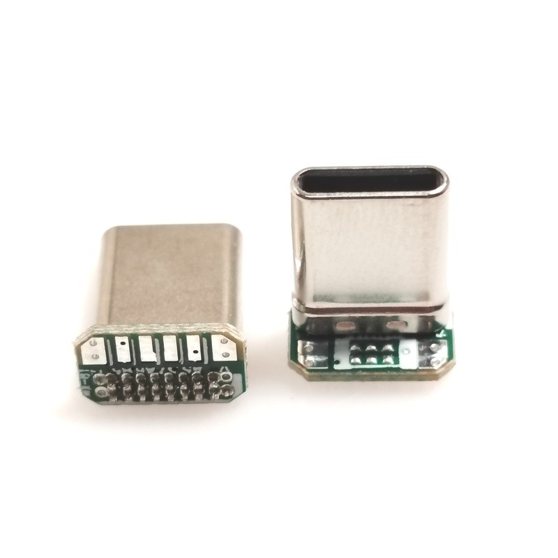 TYPE-C公頭立插16Pin帶PCB板2/3/4/5/6芯個焊盤拉伸90度L型 | 蝦皮購物