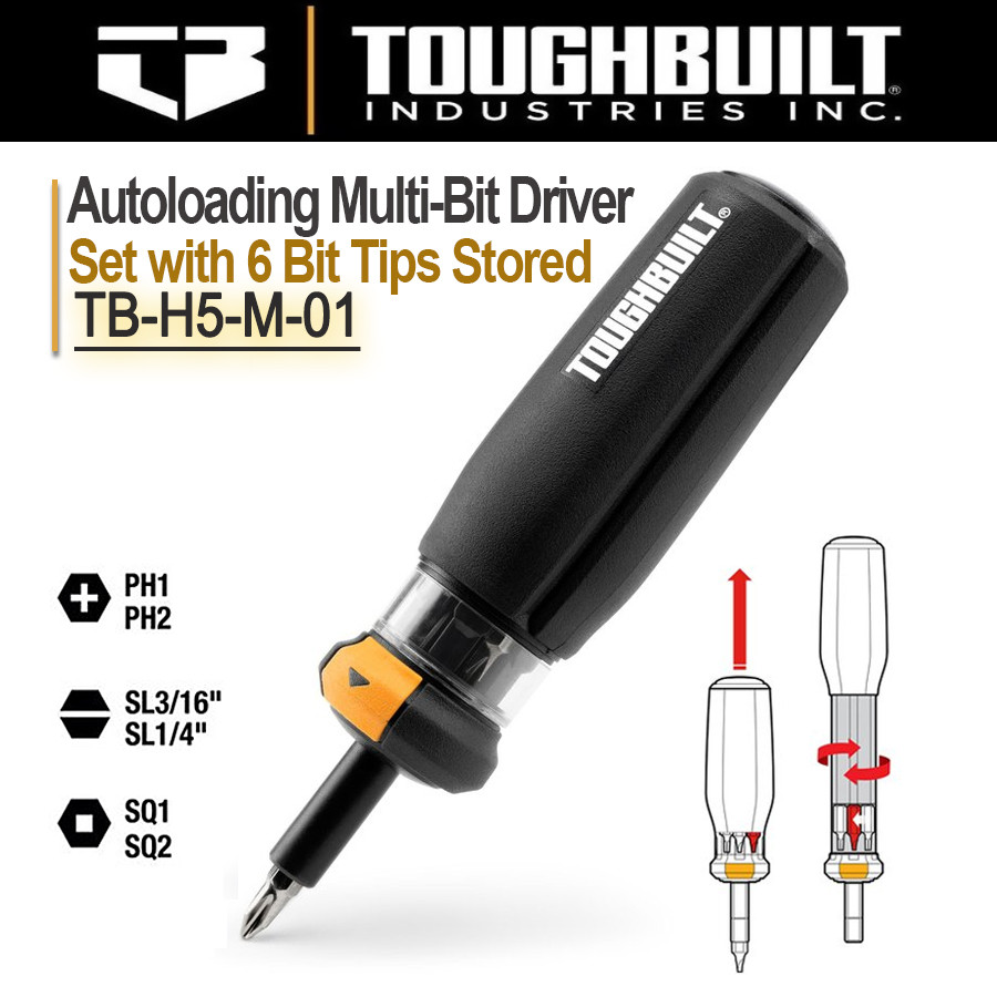 Toughbuilt TB-H5-M-01 6 合 1 自動裝載多位驅動器,存放 6 位尖端,適用於十字、開槽和方形螺絲 | 蝦皮購物