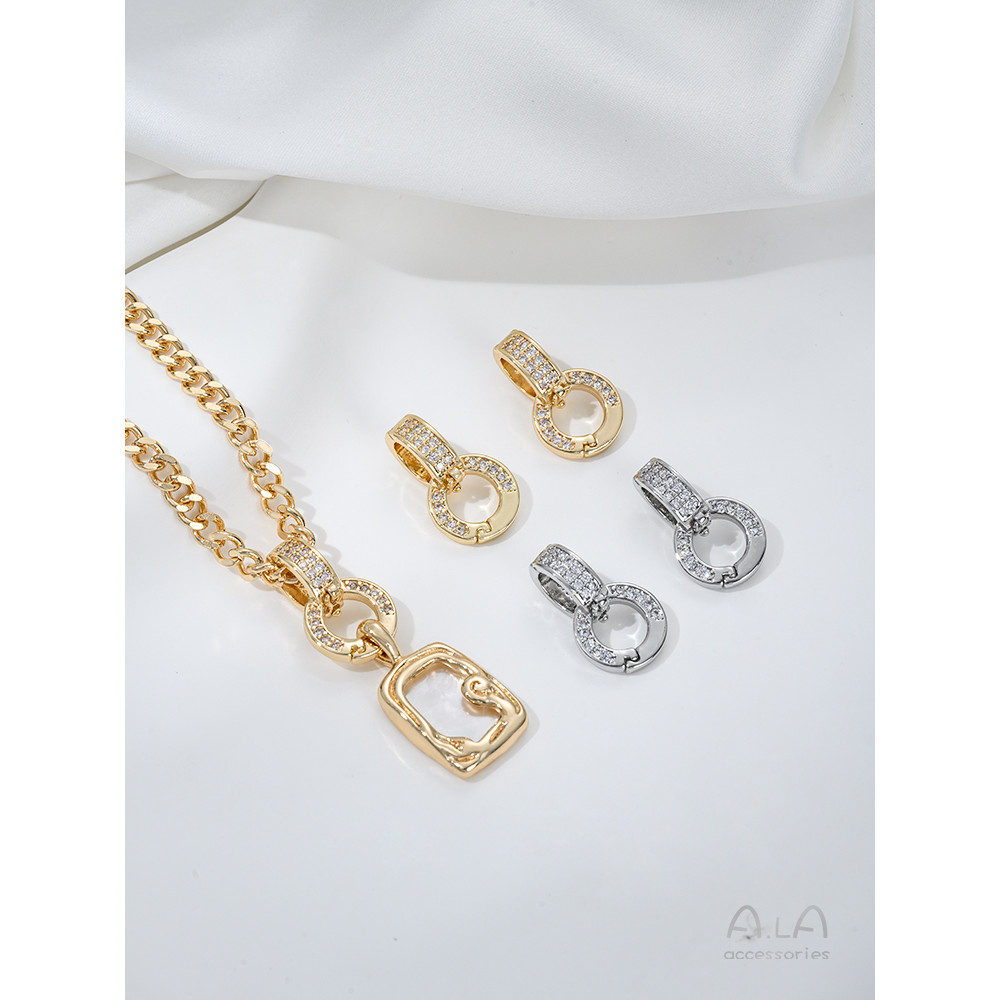Ala- 14K包金鑲鋯萬能扣頭雙環百搭扣線繩鏈條項鍊diy雙開可拆卸吊墜扣 | 蝦皮購物