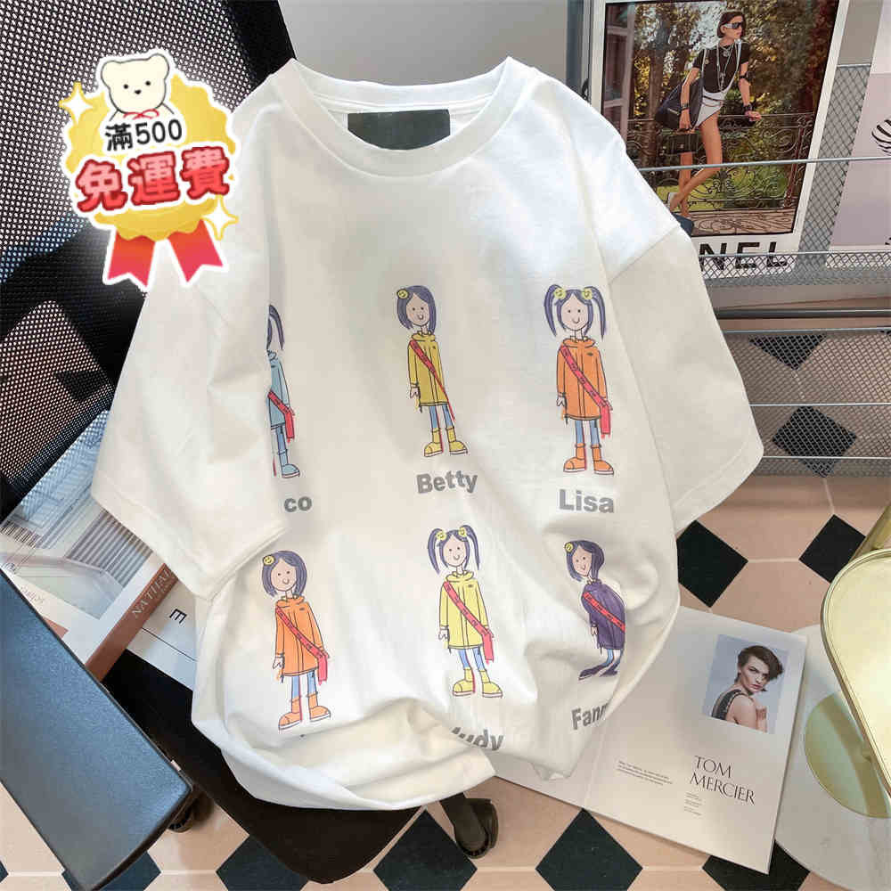 【OHSHI｜台灣24h出貨】韓系小女孩印花純棉T恤 大尺碼oversize衣服 短袖T恤 圓領上衣 女生衣服 500 | 蝦皮購物