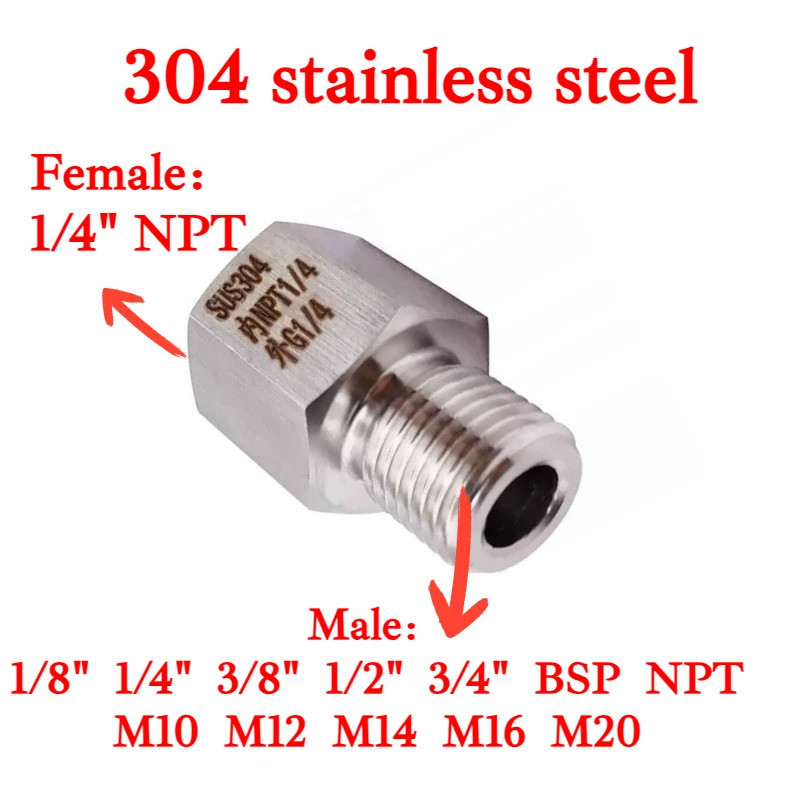 1/4" NPT 內螺紋轉 M10、1/8"、1/4"、3/8" BSP/NPT 外螺紋六角減壓接頭 | 壓力錶專用 | 蝦皮購物