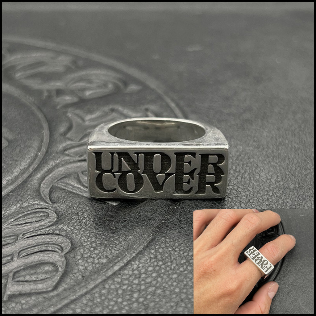 Goro's 銀 925 UNDERCOVER 方形字母戒指,復古朋克印度配飾,街頭嘻哈首飾,嘉年華派對禮物 8664 | 蝦皮購物