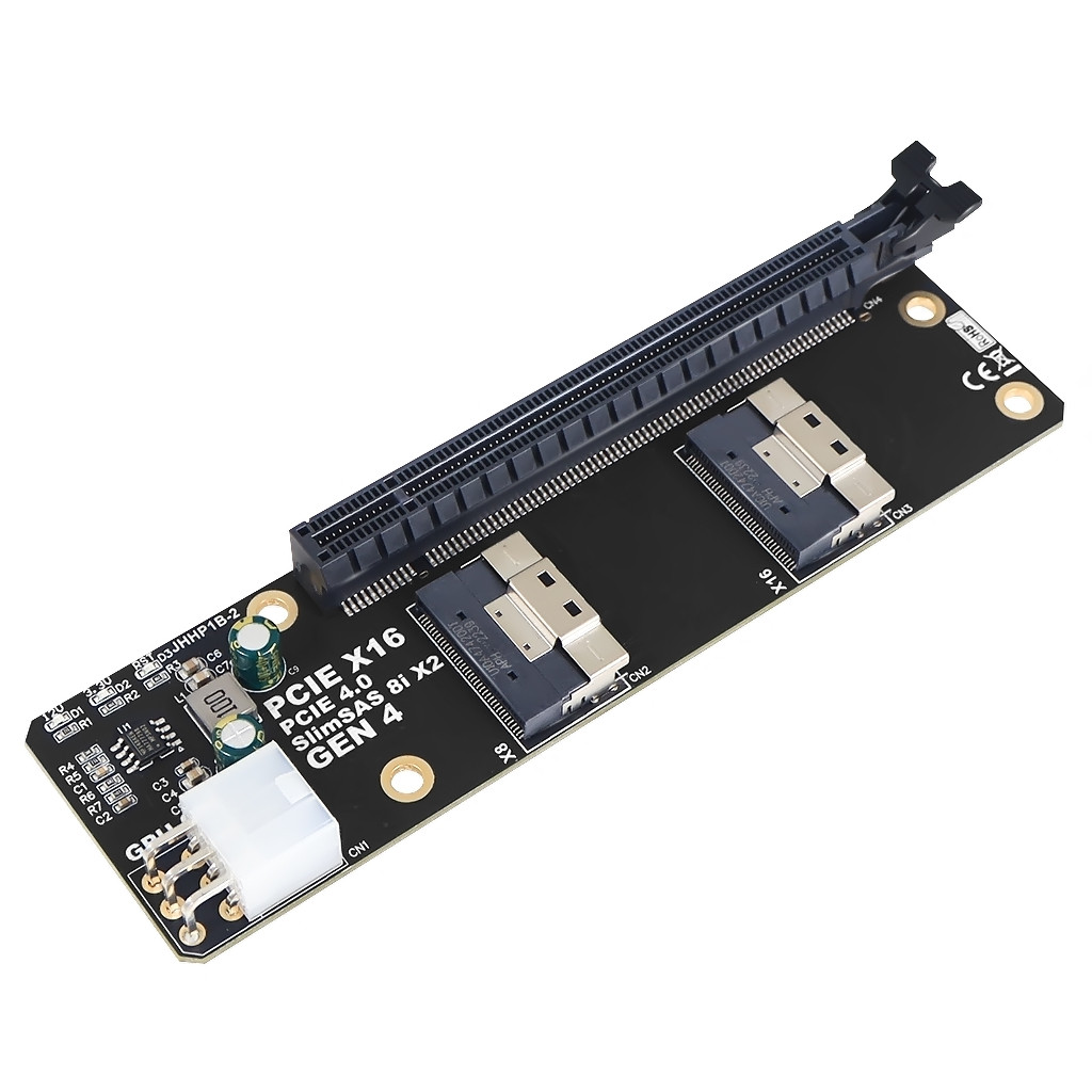 Jmt 2 端口 SlimSAS 8i x2 轉 PCI-E 4.0 x16 插槽適配器擴展卡用於顯卡 PCIE 6Pi | 蝦皮購物