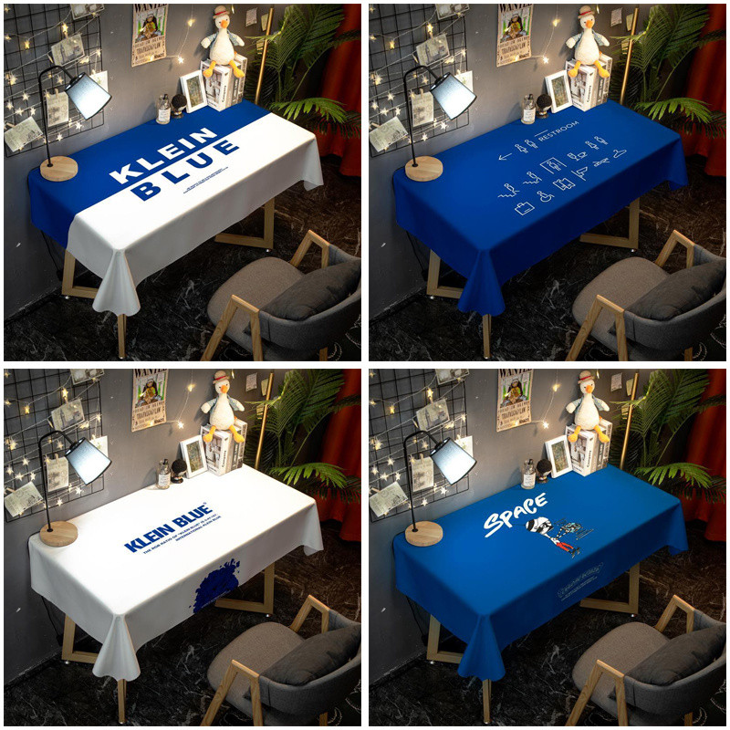 簡約現代藍色桌麵整潔防塵長方形桌布酒店家用餐桌茶幾宿捨通用 UUFG | 蝦皮購物