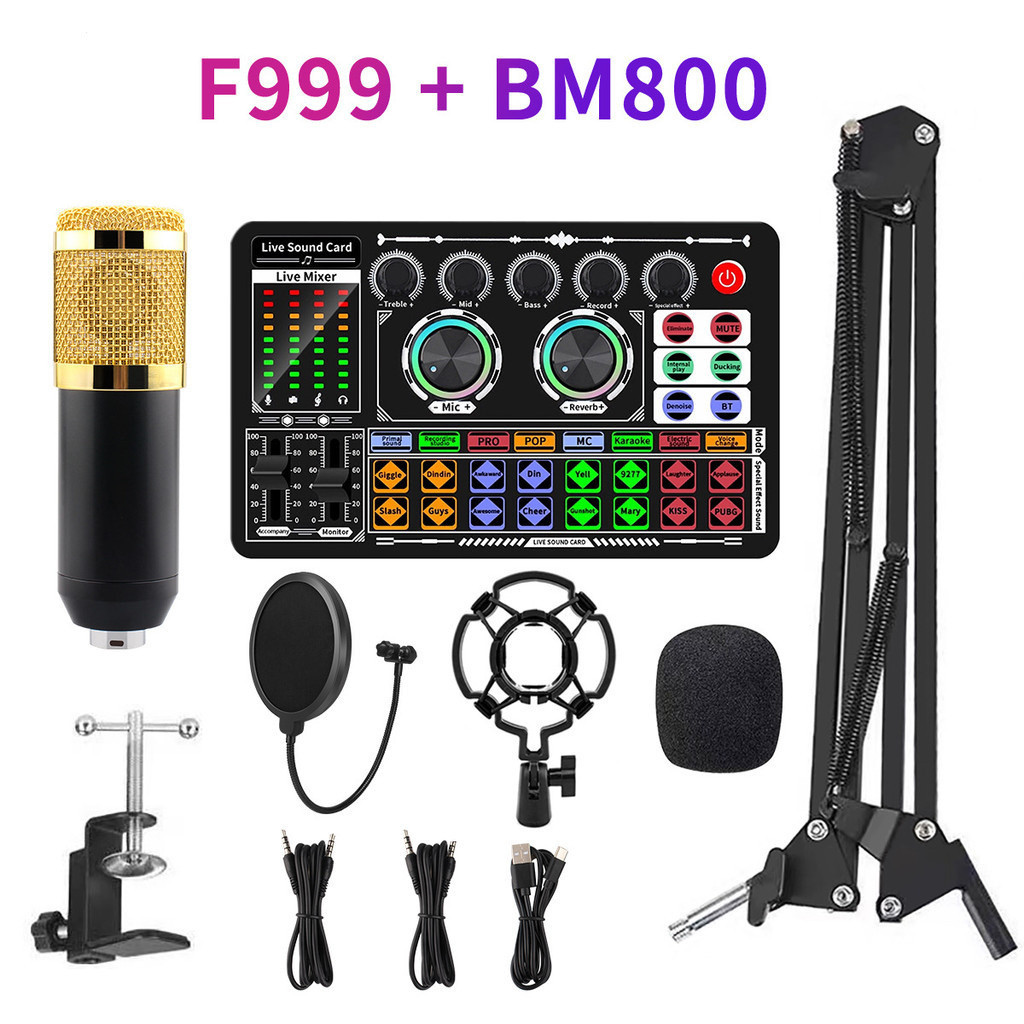 F999 BM800 Sound Card With Microphone Audio Mixer Sound | 蝦皮購物