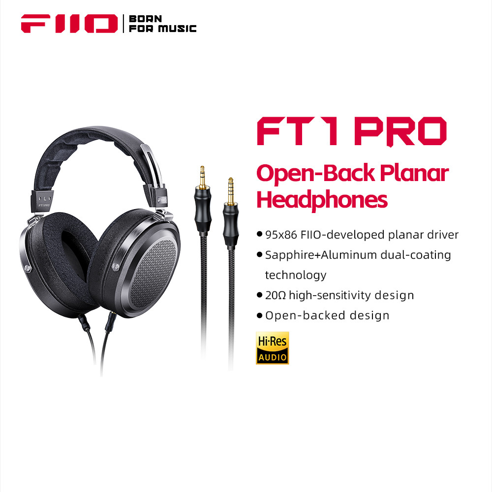 Fiio FT1 Pro 開放式平面磁性有線高保真耳機,適用於家庭工作室錄音高靈敏度,帶 3.5+4.4 線纜 | 蝦皮購物