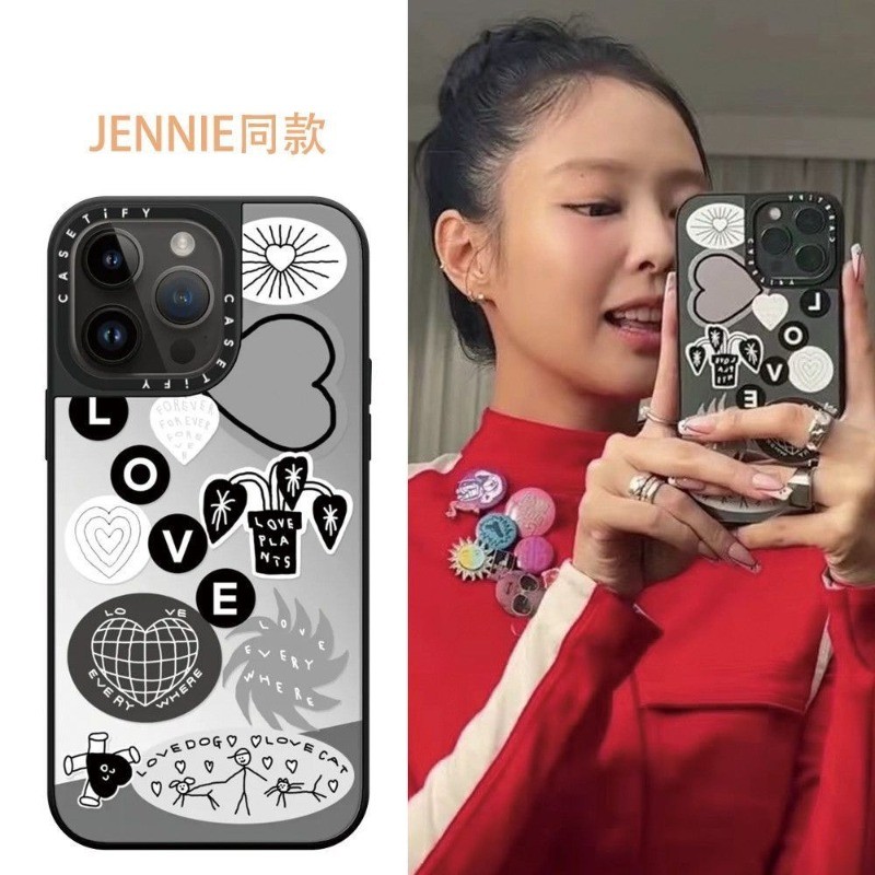 Jennie明星同款 鏡面 Blackpink 適用 iPhone 16 15 14 13 12 Pro Max 手機殼 | 蝦皮購物