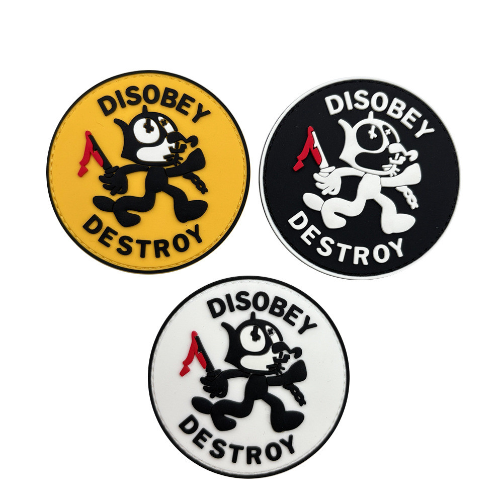 【定制魔術貼貼片】HK Felix Cat DISOBEY DESTROY Morale PVC 3D Velcro P | 蝦皮購物