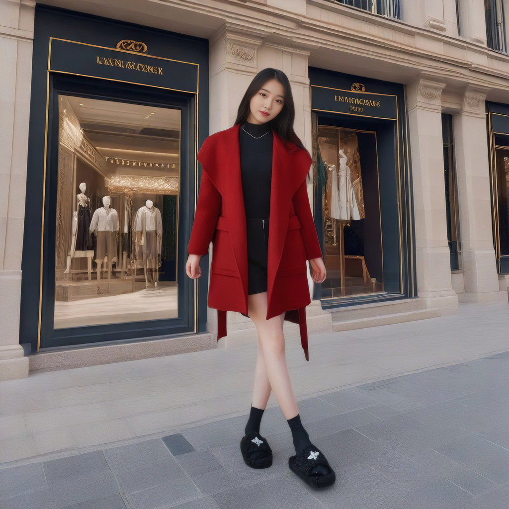 Miguo_高級感紅色呢子大衣女 秋冬中長款系帶百搭顯瘦大翻領毛呢外套 | 蝦皮購物