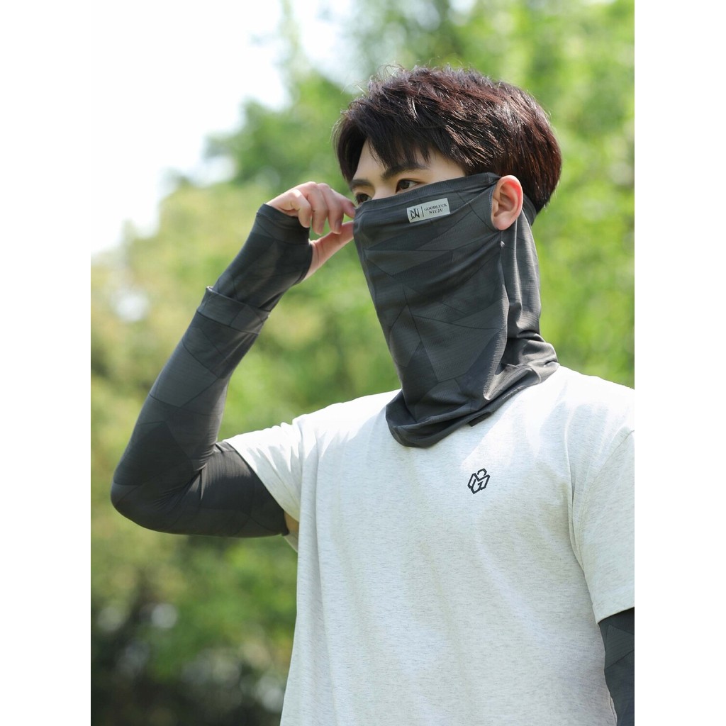 2024新款冰絲防曬面罩遮全臉男士夏防紫外線口罩袖套護臂騎行套裝 防曬 抗UV-涼感面罩式萬用巾-透氣款 | 蝦皮購物