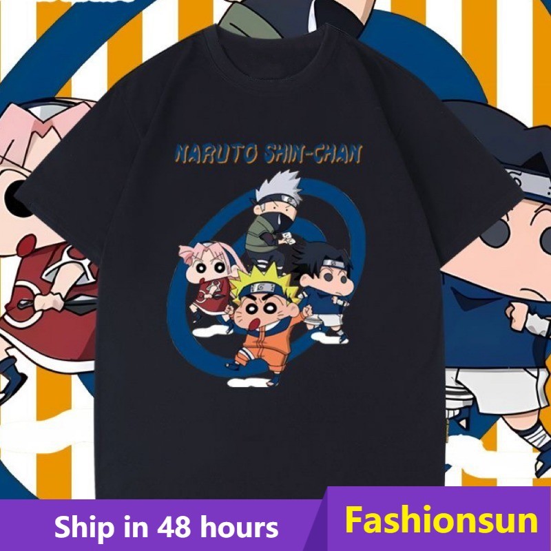 【Fashionsun】M-8XL T恤夏季日系卡通蠟筆小新火影忍者印花T恤純棉女中性大碼加大碼T恤時尚T恤 | 蝦皮購物