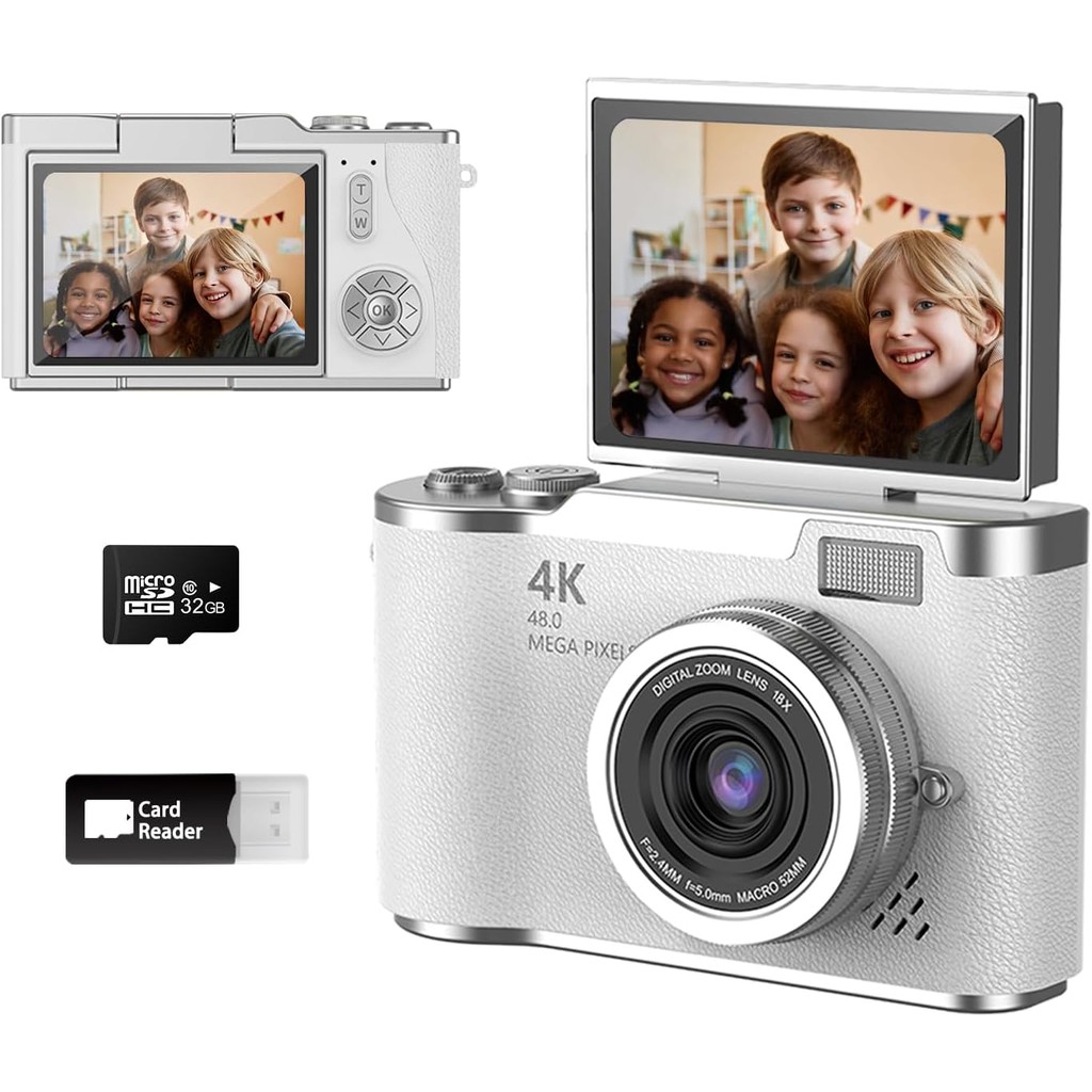 YMX 007 翻轉屏數碼相機兒童入門級 CCD 數碼相機 - 攝影數碼相機 180° 帶 32GB SD 和讀卡器的翻 | 蝦皮購物