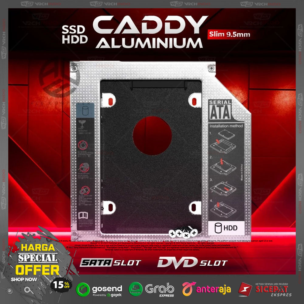 SSD Caddy Slim 9.5 毫米 HDD Cady 筆記本電腦薄 9.5 毫米適配器 SATA DVD 托架 | 蝦皮購物