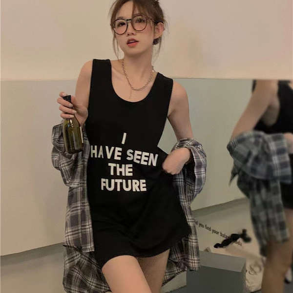 襯衫內搭無袖t恤背心女夏外穿中長款睡裙寬鬆純棉學生籃球上衣服UUYYY | 蝦皮購物