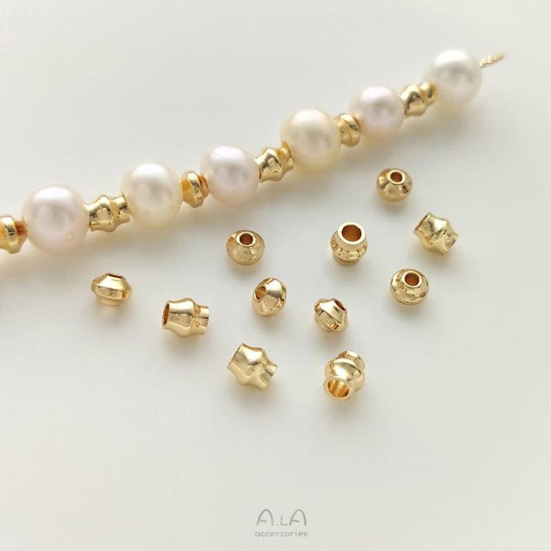 台灣出貨-Ala--14k包金保色竹節珠車輪珠隔珠手工diy穿水晶珍珠手鍊項鍊飾品配件 | 蝦皮購物