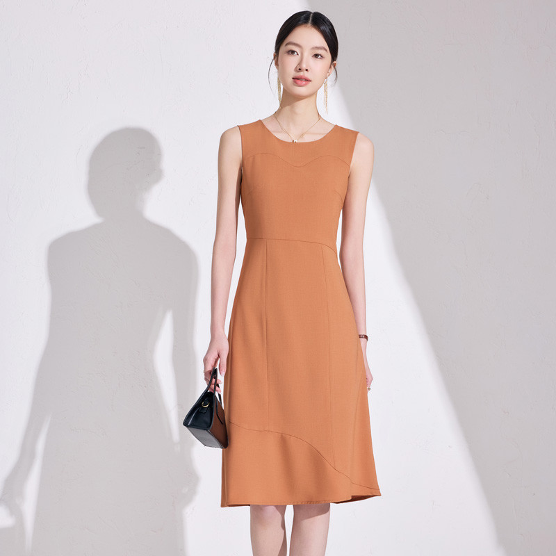 Miguo_氣質內搭打底圓領洋裝女 春夏款 媛風時尚簡約高階職業洋裝 職業OL背心裙 S-5XL 大尺寸洋裝 | 蝦皮購物