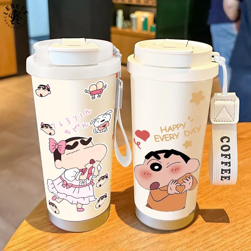 蠟筆小新316不鏽鋼保溫杯 男女生隨行吸管咖啡杯 520ml容量便攜手提水杯 | 蝦皮購物