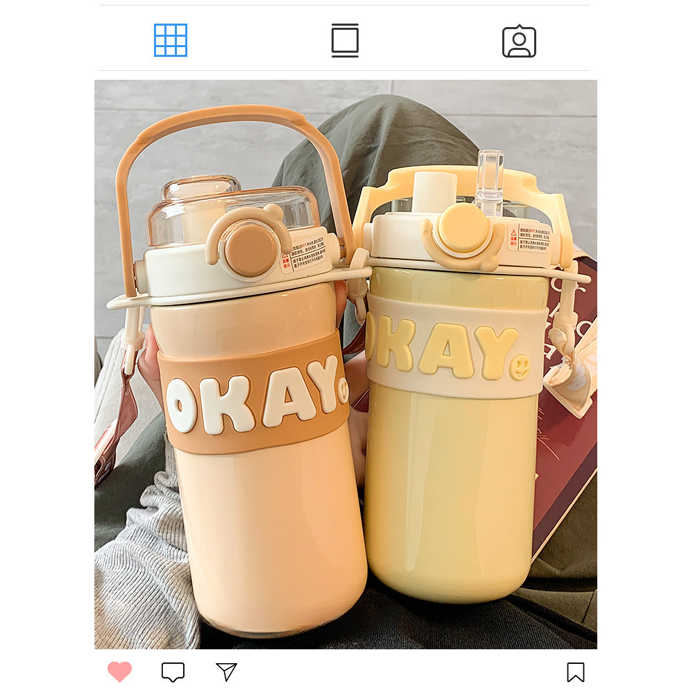 🔥臺灣公司貨低價促銷🔥316不鏽鋼保溫杯 630ML 吸管保溫杯 環保杯 背帶雙飲隨身水壺 交換禮物 Y | 蝦皮購物