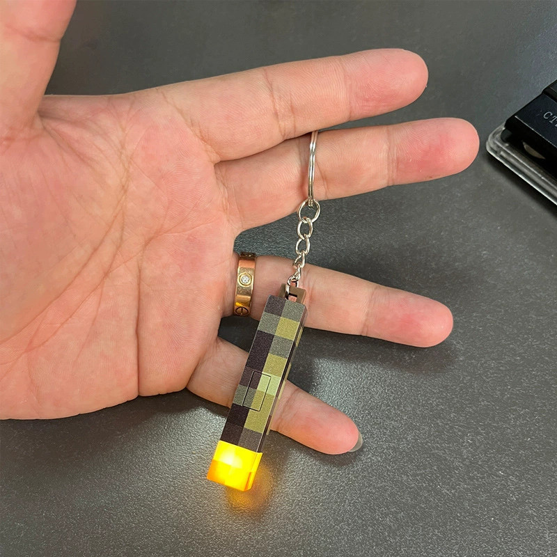 minecraft我的世界周邊模型迷你火把燈鑰匙扣可發光模型吊飾玩具 WJOA | 蝦皮購物